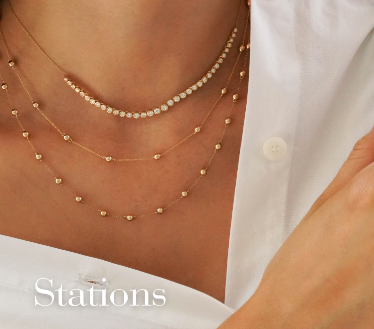 14K Gold Diamond Station Necklaces | Dana Rebecca Designs