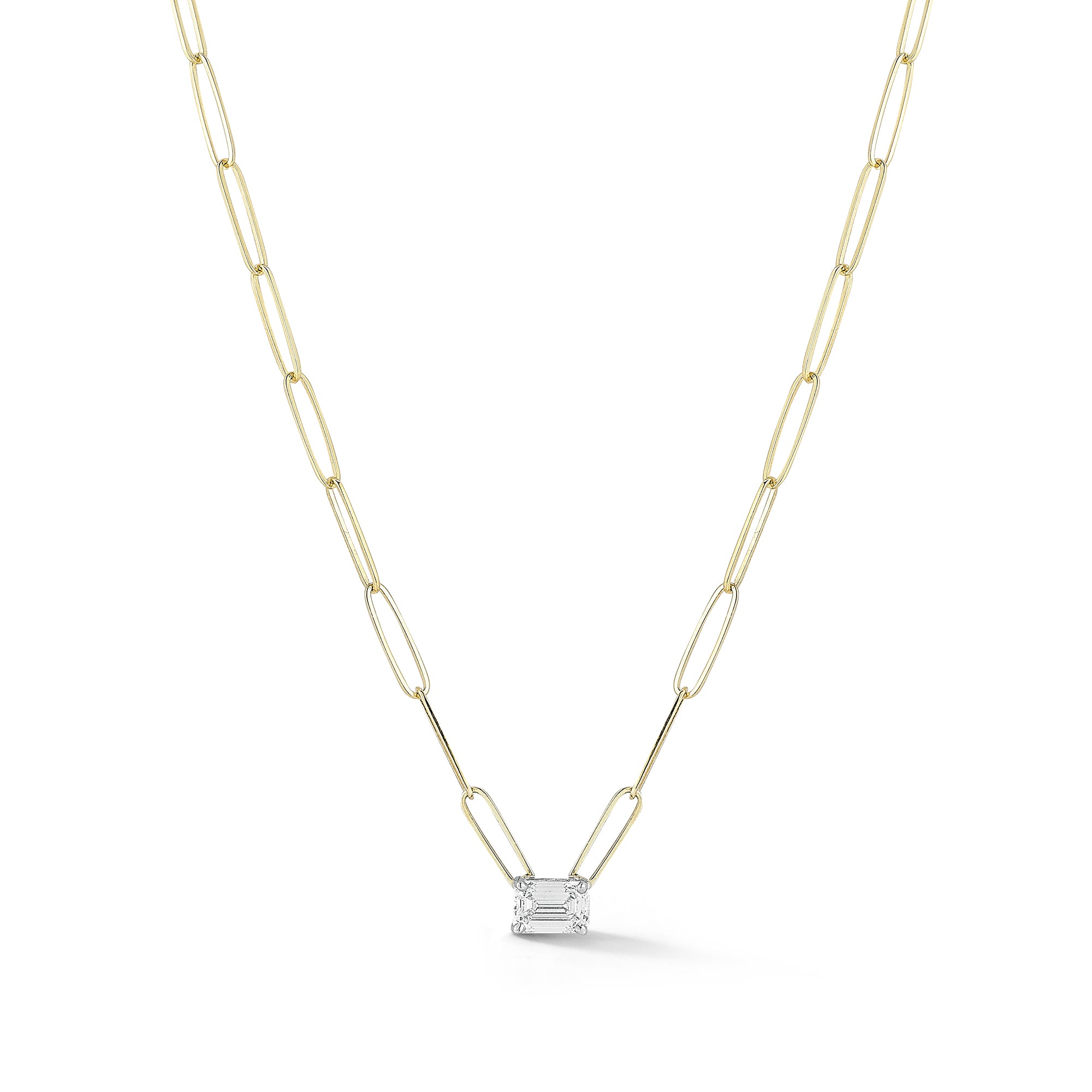 0.70 Ct Emerald Cut Diamond Solitaire Paperclip Necklace | Dana Rebecca ...