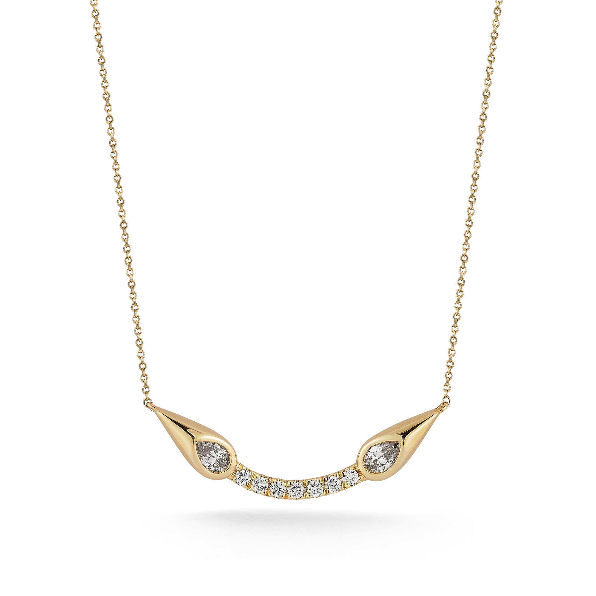 Gold & Diamond Curved Bar Necklace | Dana Rebecca Designs