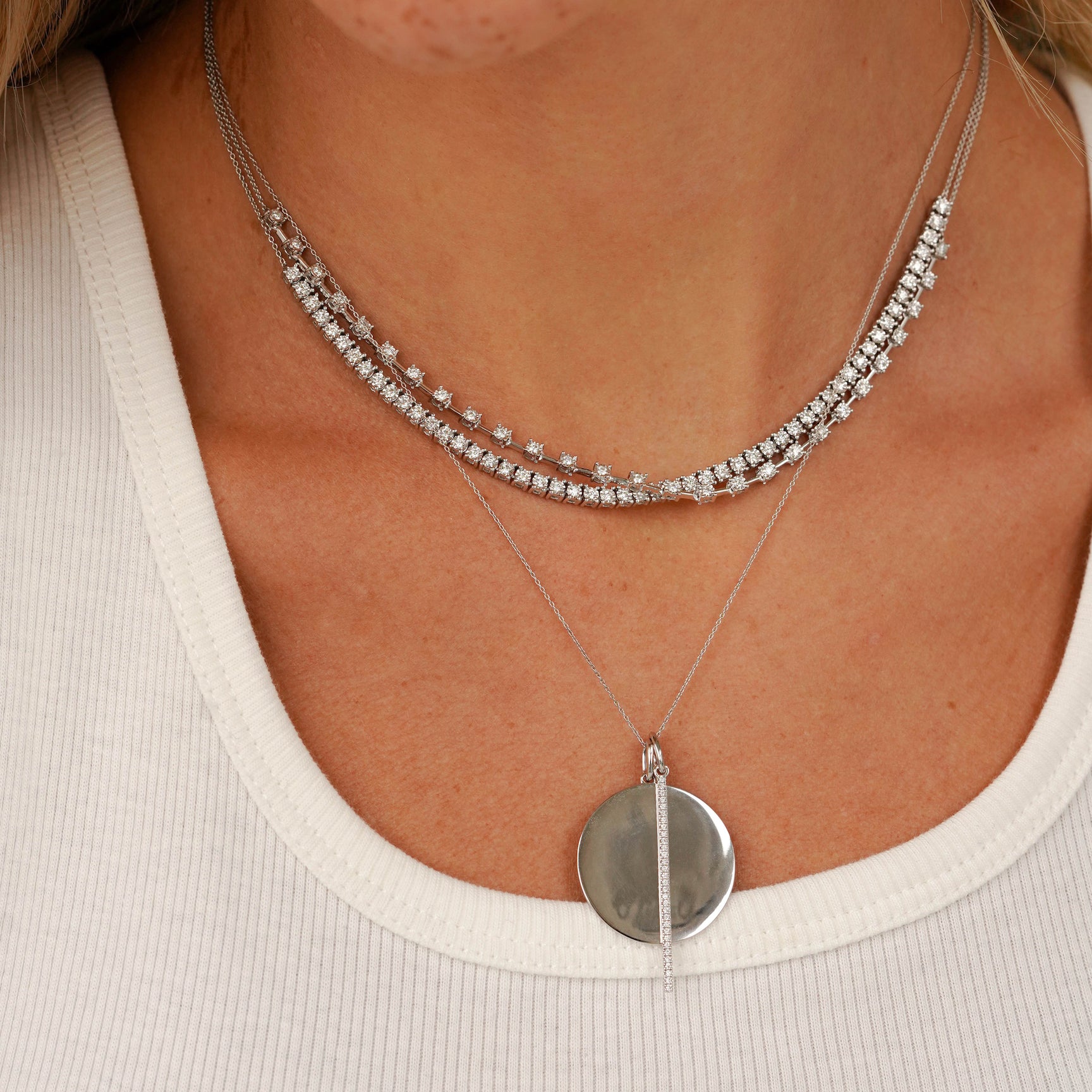 Diamond Pendant Necklaces: Sylvie Rose Disc and Pave Bar Necklace ...