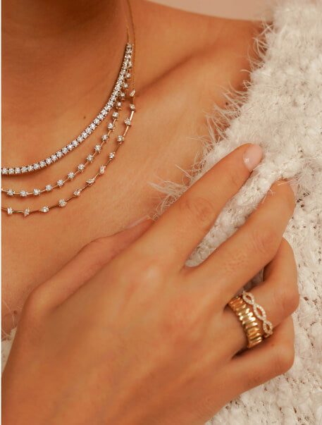 14K Gold Diamond Stacking Rings | Dana Rebecca Designs