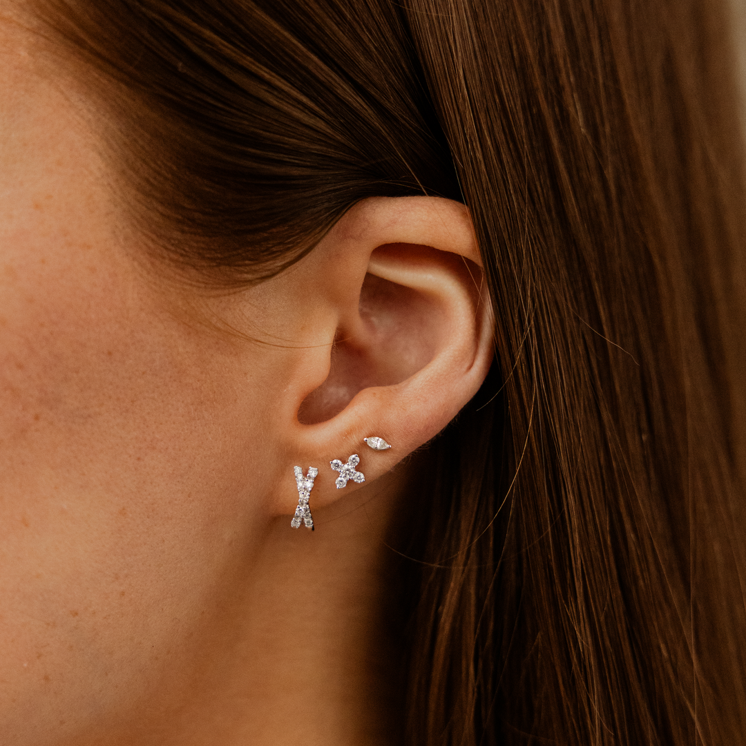 Diamond Huggie Earrings: Ava Bea Crossover Mini Huggies | Dana Rebecca ...