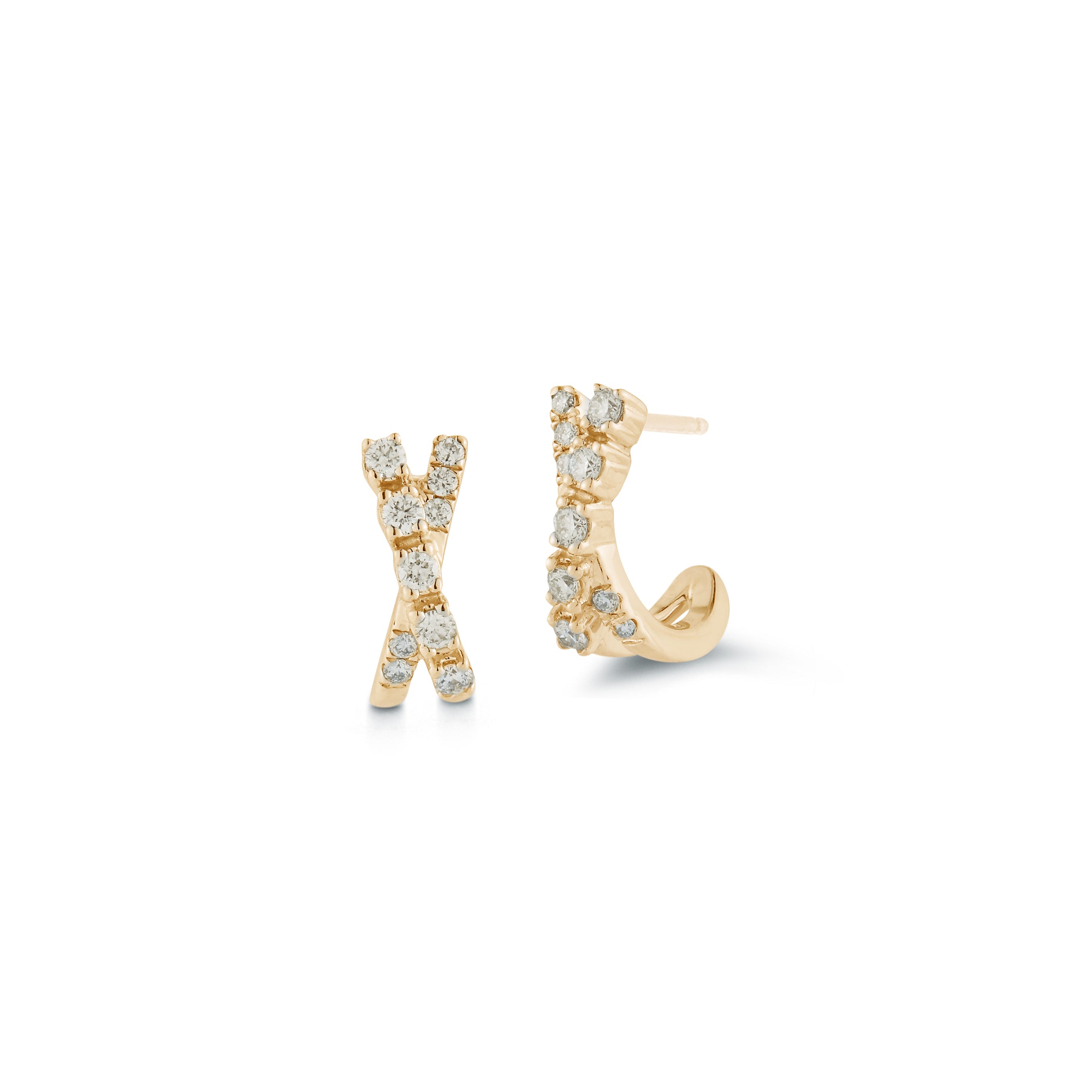 Diamond Huggie Earrings: Ava Bea Crossover Mini Huggies | Dana Rebecca ...