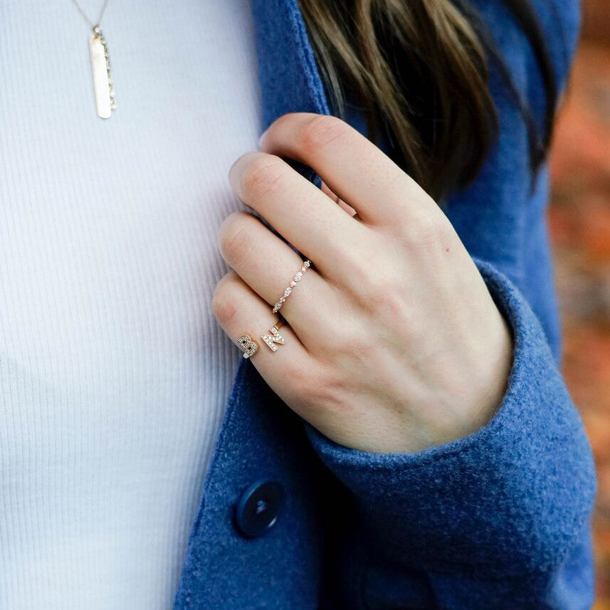 14K Gold Diamond Initial Rings | Dana Rebecca Designs