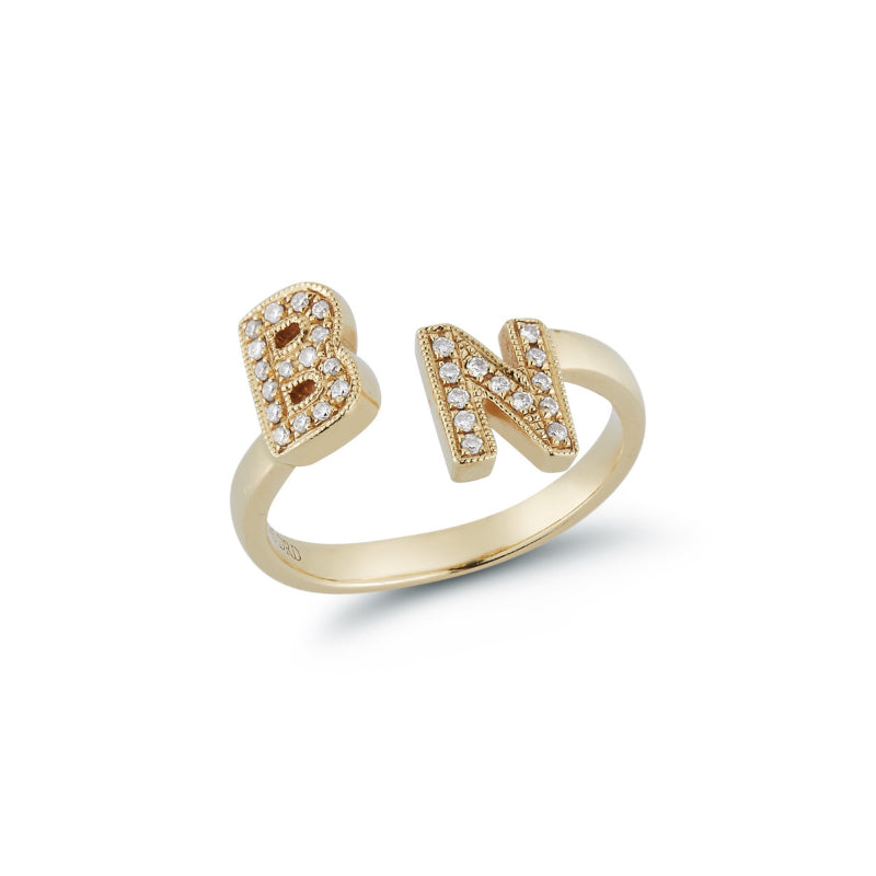 14K Gold Diamond Initial Rings | Dana Rebecca Designs